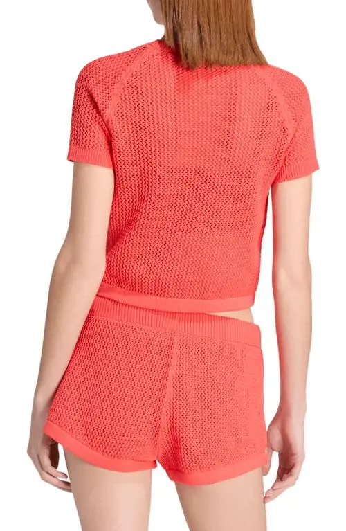 ADIDAS ORIGINALS Open Stitch Crop Sweater - Semi Lucid Red