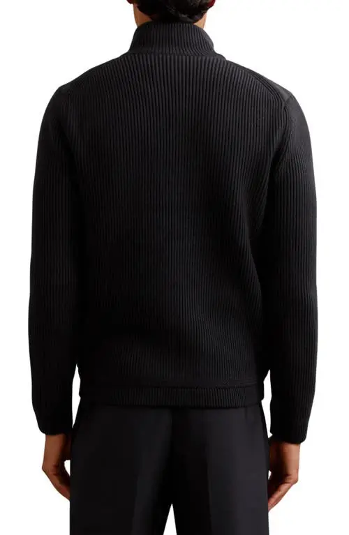 REISS Ribbed & Quilted Hybrid Jacket - Navy