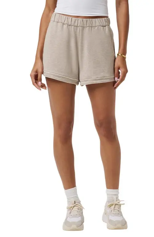 Travis Mathew Terry Varsity Shorts - Heather Soft Taupe