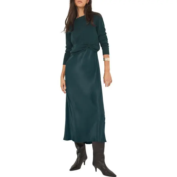 Mint Velvet Layered Satin Midi Dress
