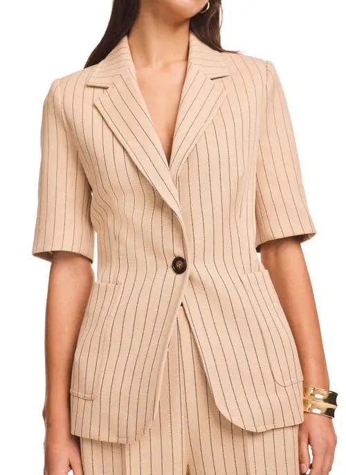 Mint Velvet Pinstriped Short-sleeve Blazer