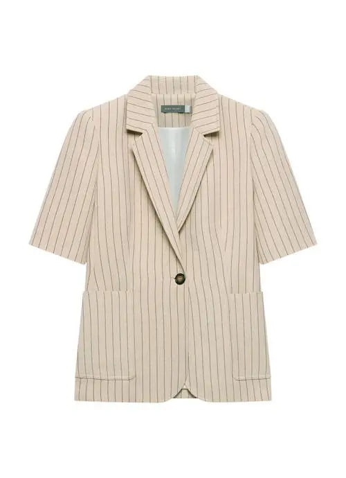 Mint Velvet Pinstriped Short-sleeve Blazer