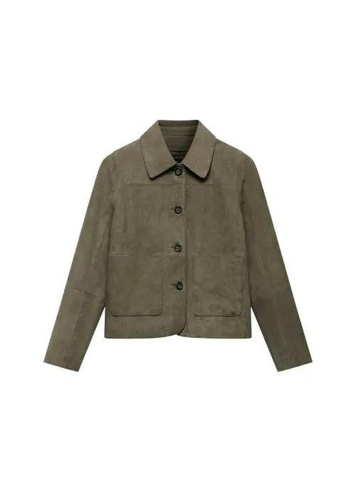 Mint Velvet Suede Jacket With Button-front Pockets