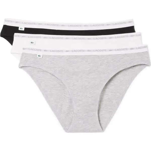 Lacoste 3-pack Stretch Cotton Briefs - Black/white/silver Chine