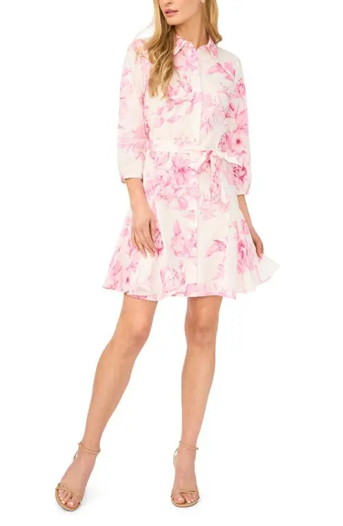Halogen Floral Button-up Shirt Dress - Pink Multi