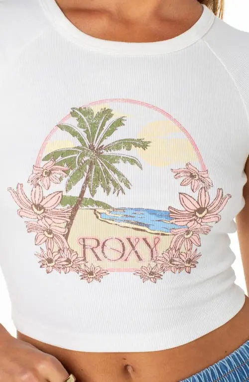 Roxy Beach Day Crop Graphic T-shirt - Cloud Dancer