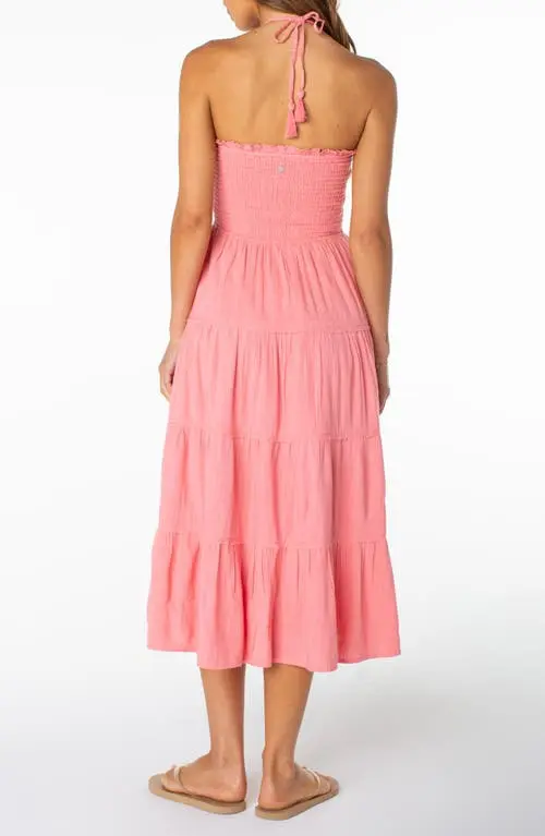 Roxy Ellie Smocked Midi Sundress - Strawberry Pink