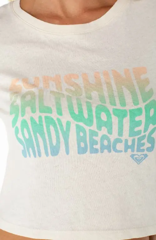 Roxy Sandy Beaches Graphic Cropped T-shirt - Cloud Dancer Sandy Beaches