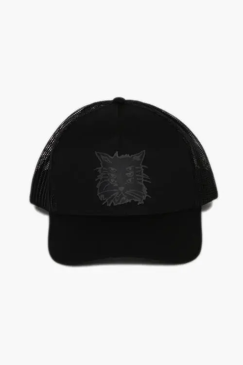 THE CELECT Abstract Cat Head Trucker Cap - Black