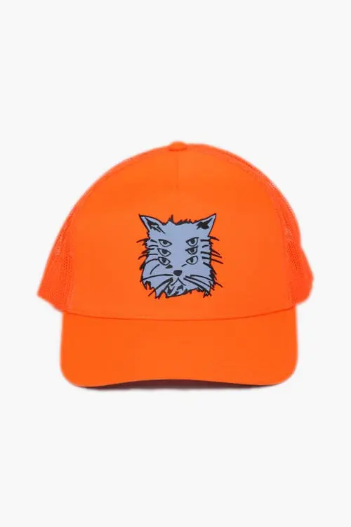 THE CELECT Abstract Cat Head Trucker Cap - Orange