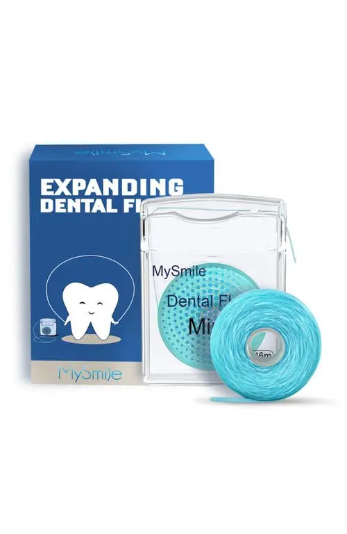 MYSMILE Woven Dental Floss With Coconut Oil, Effective Plaque Removal - Blue