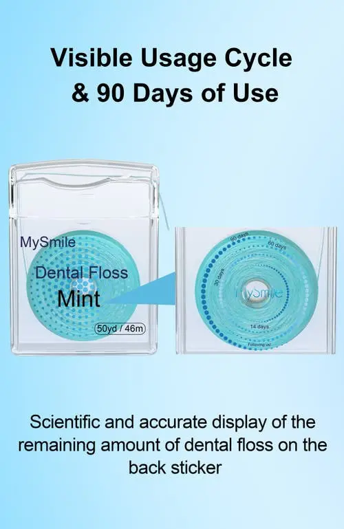 MYSMILE Woven Dental Floss With Coconut Oil, Effective Plaque Removal - Blue