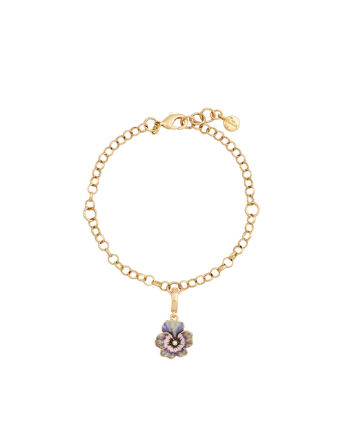 FABLE ENGLAND Pansy & Pearl Charm Chain Bracelet - Gold