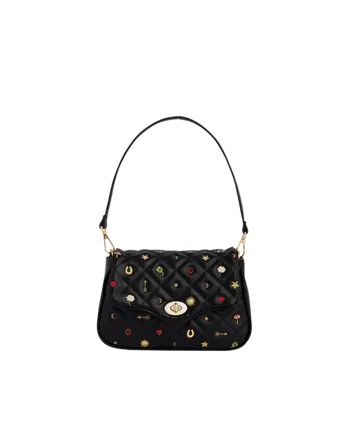 FABLE ENGLAND Mary Quilted Crossbody Clutch - Black