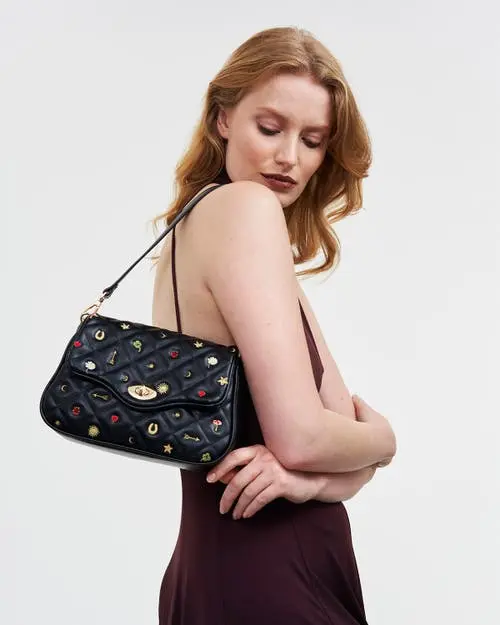 FABLE ENGLAND Mary Quilted Crossbody Clutch - Black