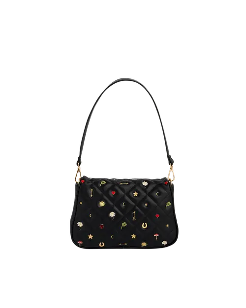 FABLE ENGLAND Mary Quilted Crossbody Clutch - Black
