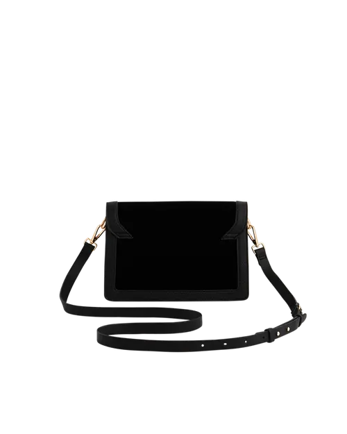 FABLE ENGLAND Botanical Velvet Embroidered Foldover Bag - Black