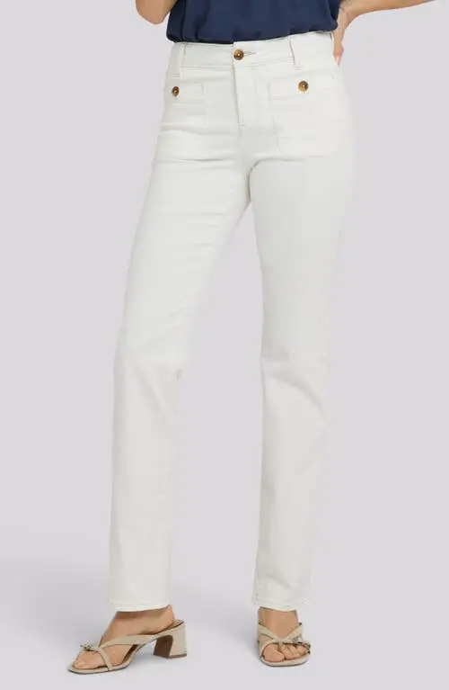 NYDJ Marilyn Straight Leg Jeans With Round Patch Pockets - Vintage White