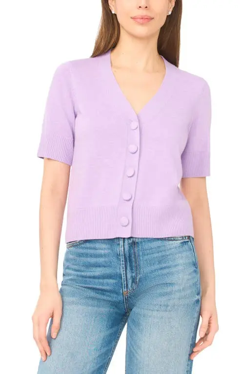 CECE DUPRAZ Covered Button Short Sleeve Cardigan - French Lavender