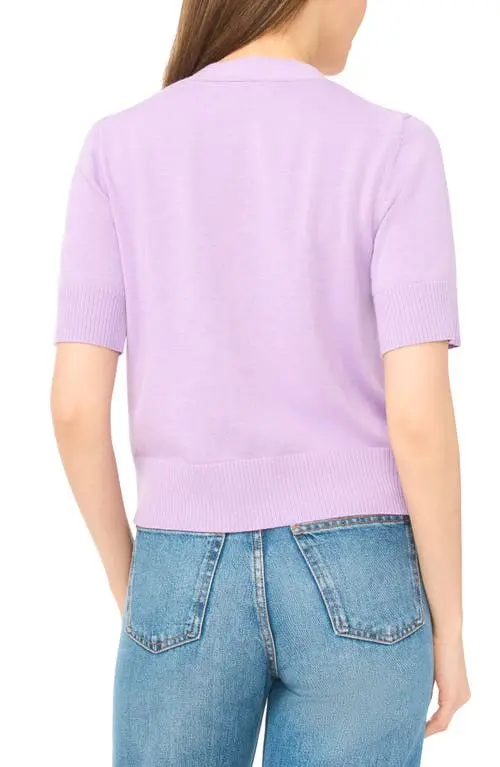 CECE DUPRAZ Covered Button Short Sleeve Cardigan - French Lavender