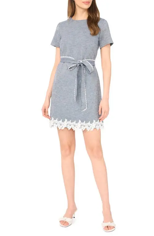 CECE DUPRAZ Lace Trim A-line Mini Dress - Med Indigo