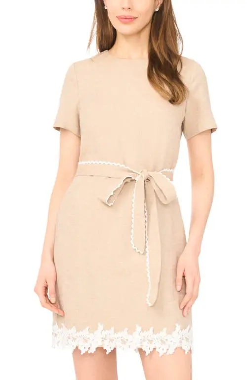 CECE DUPRAZ Lace Trim A-line Mini Dress - Toffee