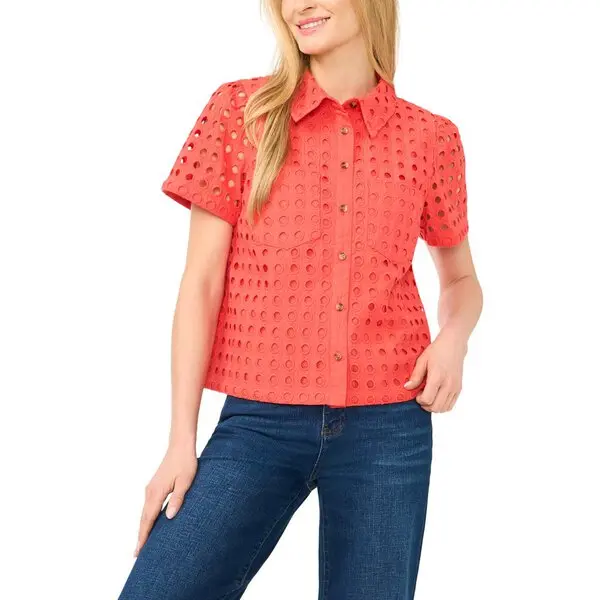 CECE DUPRAZ Cotton Eyelet Button-up Shirt