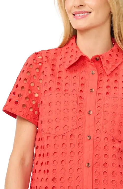 CECE DUPRAZ Cotton Eyelet Button-up Shirt