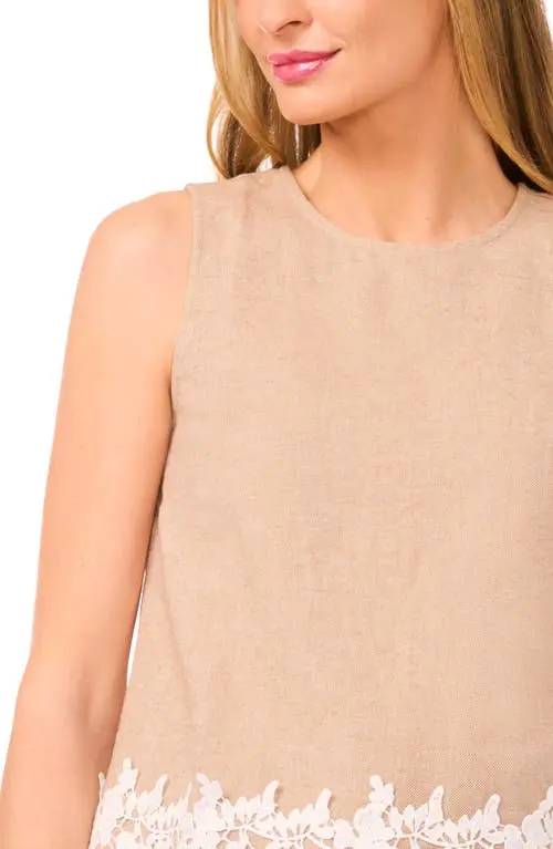 CECE DUPRAZ Sleeveless Lace Trimmed Top - Toffee