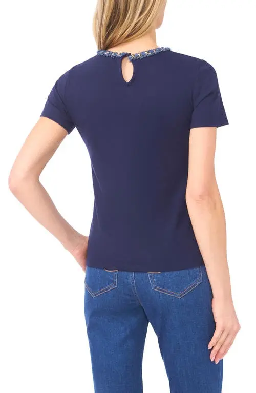 CECE DUPRAZ Cotton-jersey T-shirt With Denim Trim - Classic Navy