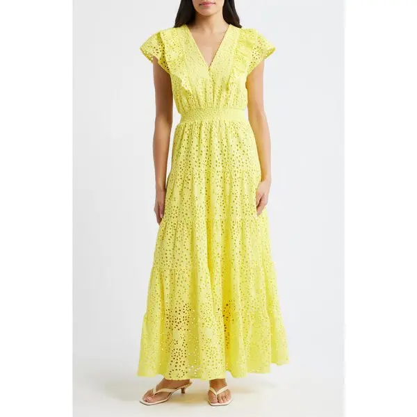 LAYERED WITH LOVE Eyelet Maxi Dress