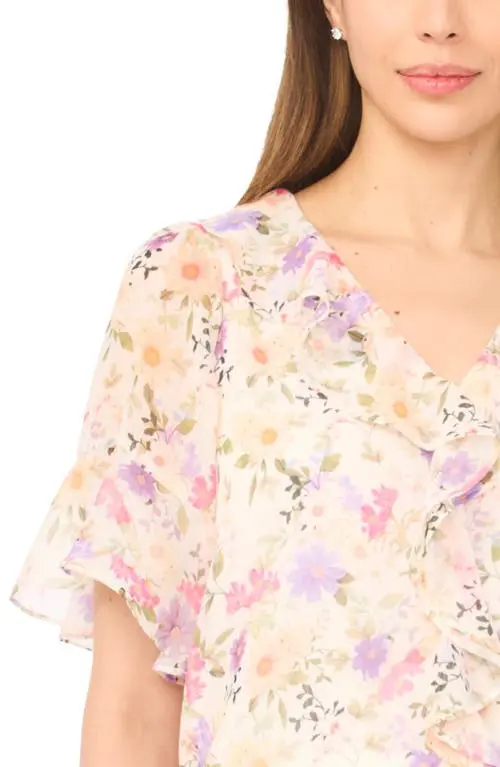 CECE DUPRAZ Floral Print Ruffle Top