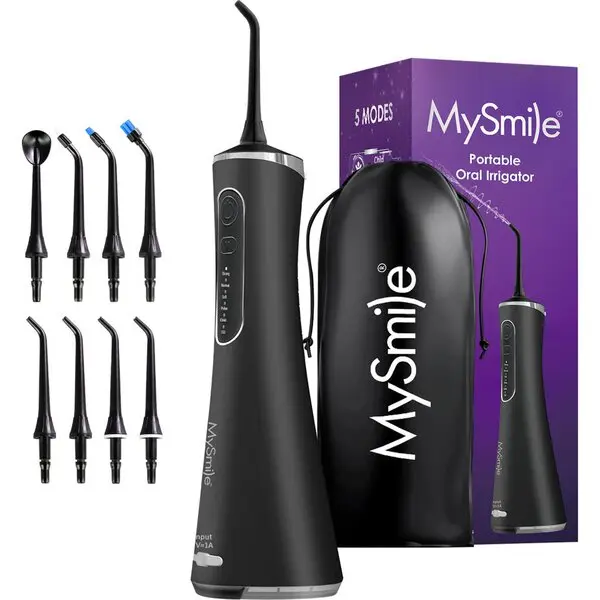 MYSMILE Lp211 Cordless Water Flossers For Teeth, 260ml Reservoir, 5 Cleaning Modes - Black