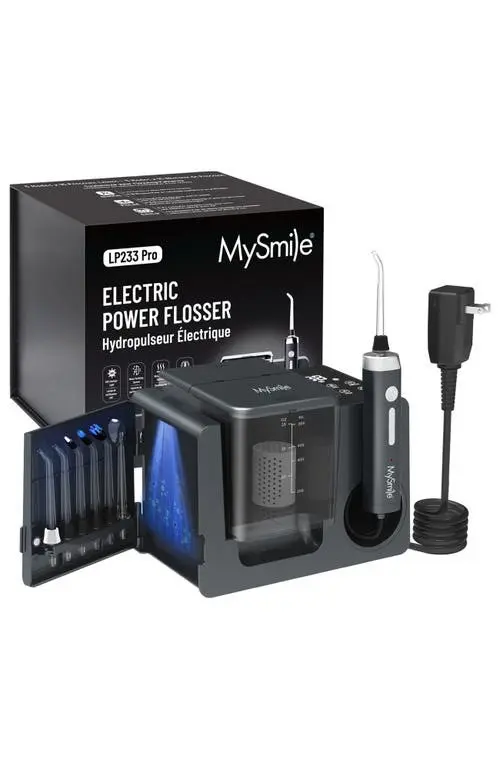 MYSMILE Lp233 Pro Uvc Sterilizable Countertop Water Flossers For Teeth 800ml With A Water Filter 3 Modes And 6 Jet Tips - Graphite Grey