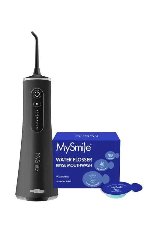 MYSMILE Lp211 Water Flosser With 30 Mouthwash Pods Bundle - Black