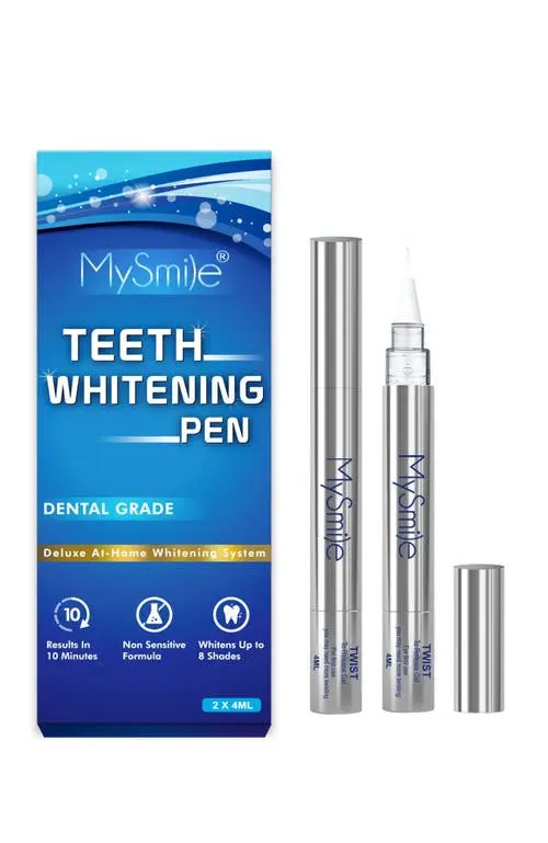 MYSMILE Teeth Whitening Pen Kit 14 Treatmentsnon-sensitive Teeth Whitening Gel Pen - Silver