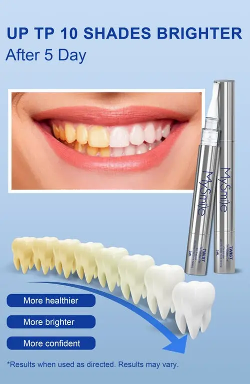 MYSMILE Teeth Whitening Pen Kit 14 Treatmentsnon-sensitive Teeth Whitening Gel Pen