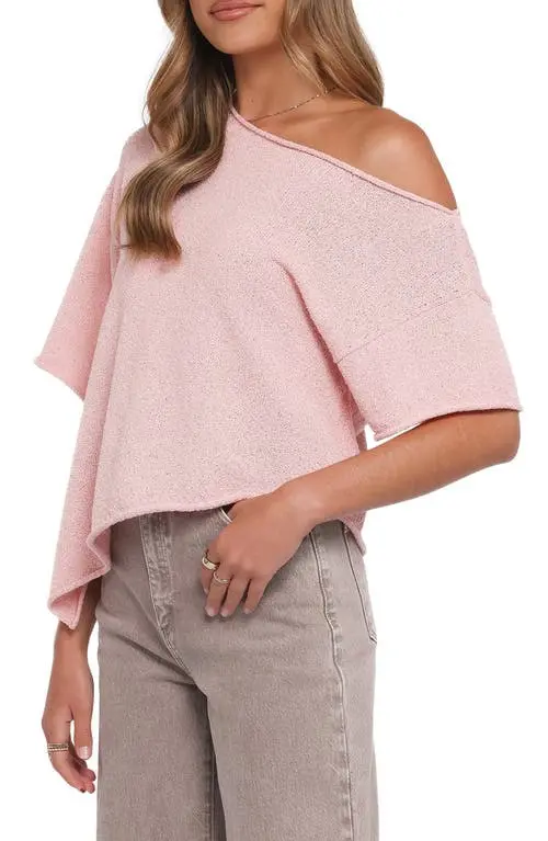 PETAL & PUP Bouclé Knit One Shoulder Top - Pink