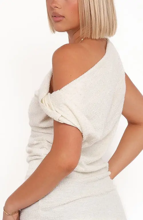 PETAL & PUP Selma One-shoulder Knit Top - Cream