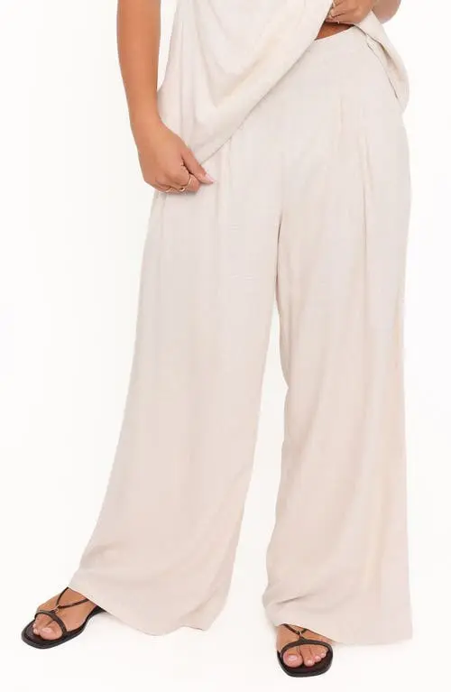 PETAL & PUP Arles Pleated Cotton Wide Leg Pants - Oatmeal