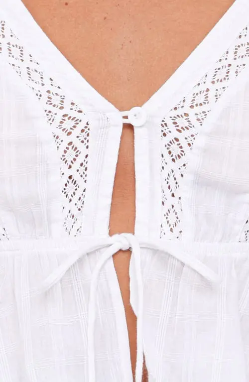 PETAL & PUP Reed Peplum Crop Top - White
