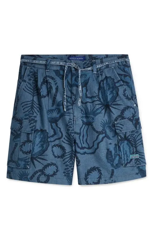 Scotch & Soda Floral Chambray Cargo Shorts