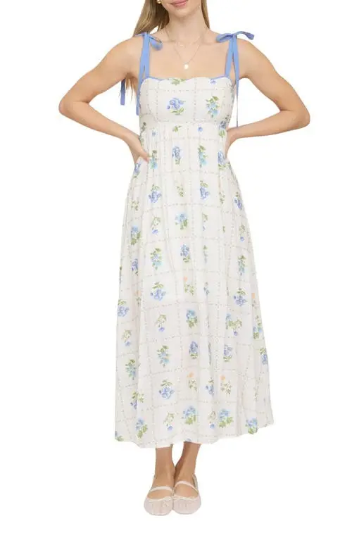 BLU PEPPER Floral Tie-strap Sundress - Blue Multi