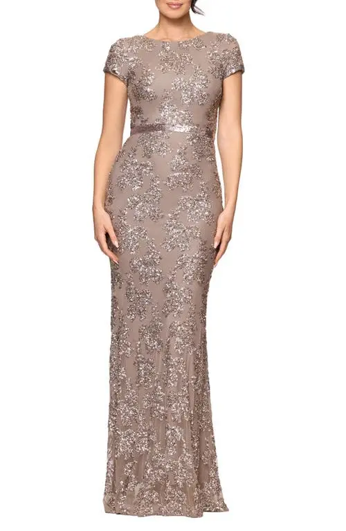 Betsy & Adam Sequin Column Dress