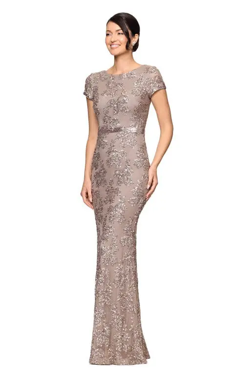 Betsy & Adam Sequin Column Dress