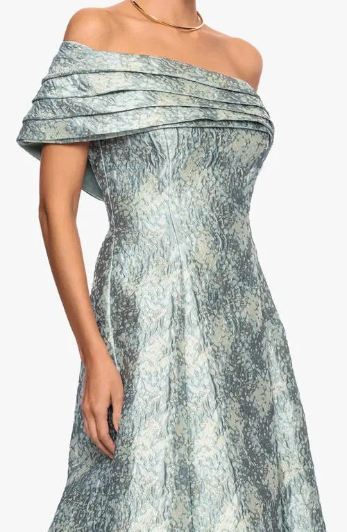 Betsy & Adam Floral Brocade Off-the-shoulder Gown