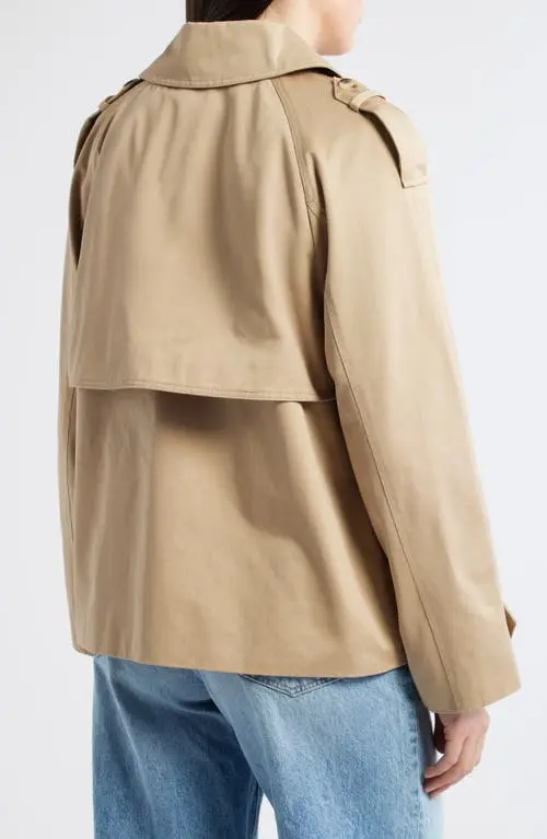 Bernardo Short Cotton Trench Coat - Khaki