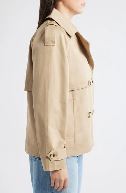 Bernardo Short Cotton Trench Coat - Khaki