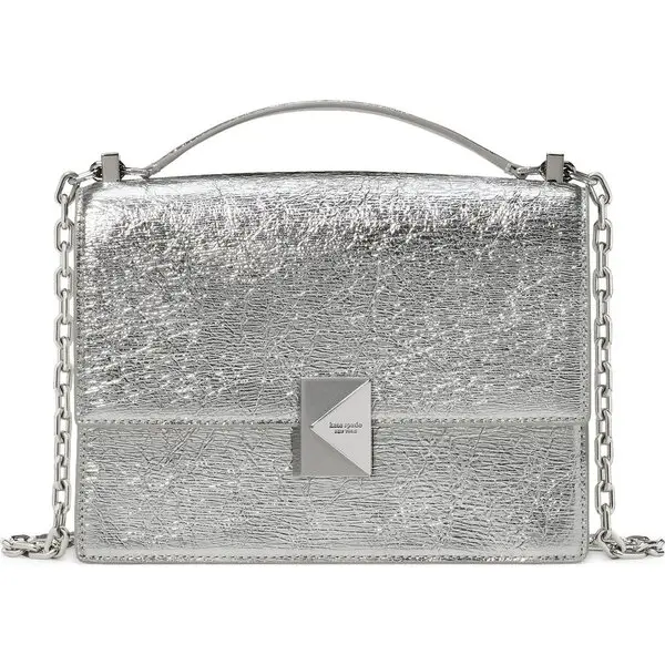 Kate Spade New York Metallic Leather Convertible Crossbody Bag - Silver