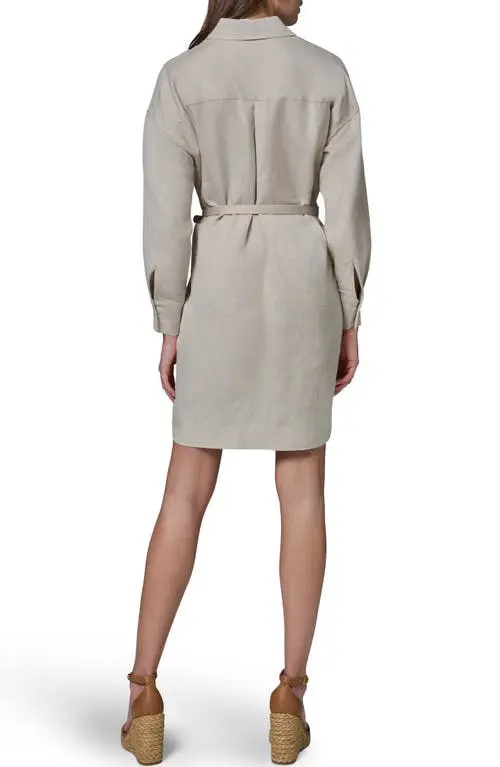 Donna Karan New York Belted Long Sleeve Polo Dress - Natural